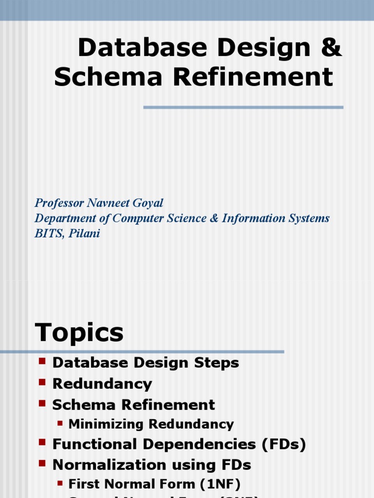 Database Design Schema Refinement | PDF | Database Design | Data Model