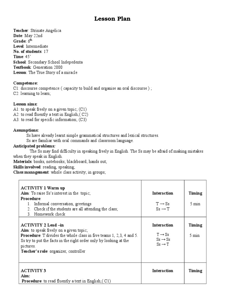 Lesson Plan 6th Grade | PDF | Lesson Plan | Cognition