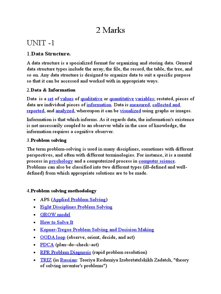 Data Structure (2marks) | PDF | Queue (Abstract Data Type) | Algorithms
