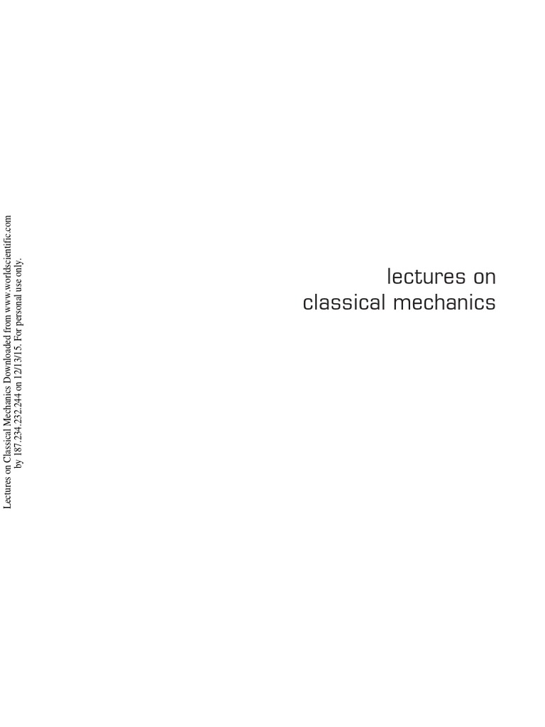 Lectures On Classical Mechanics | PDF | Lagrangian Mechanics | Momentum