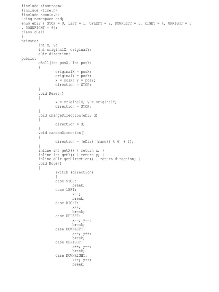 C Tutorial 21 Simple Pong Game Source Code Pdf Canoeing And Kayaking Computer Programming