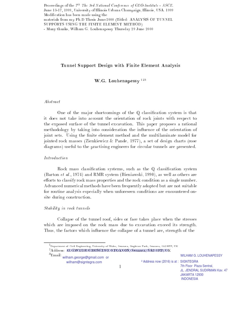 Tunnel Support Design With FEA | PDF | Stress (Mechanics) | Strength Of ...