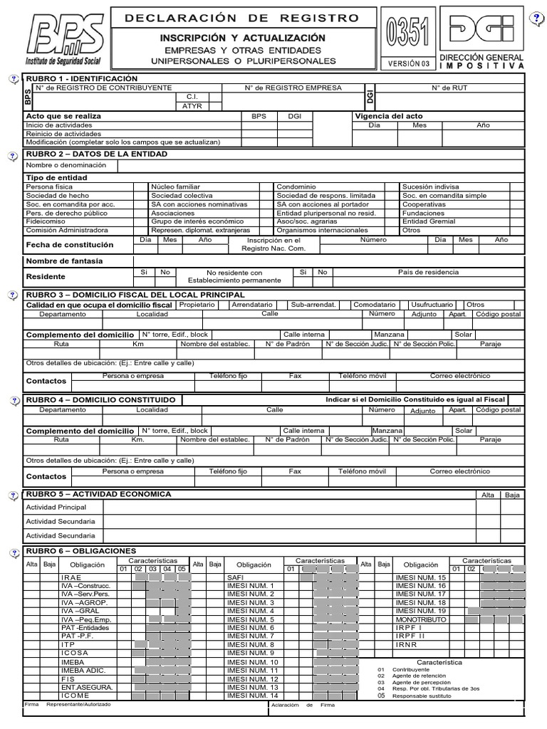 DGI - Formulario - 0351 - Versión - 03.pdf | Tecnología | Business