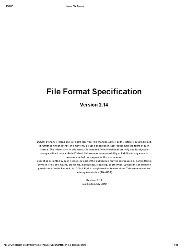 Nemo File Format V2.14 | PDF | Port (Computer Networking) | C ...