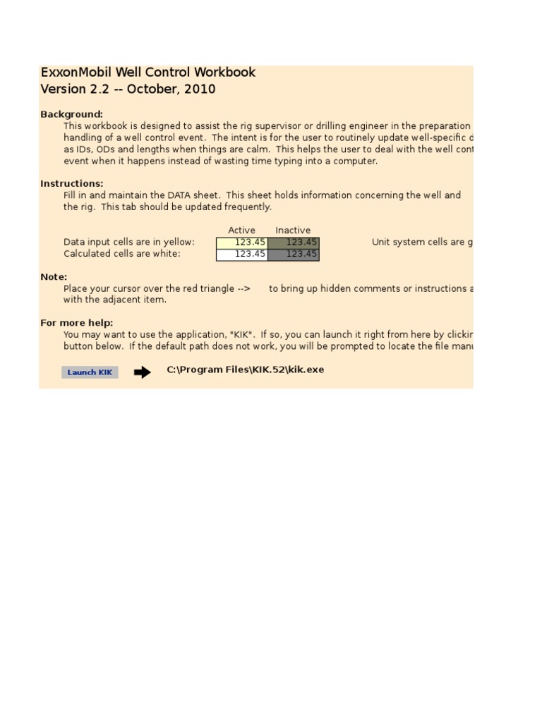 Well Control Workbook For Liners | PDF | Casing (Borehole) | Spreadsheet
