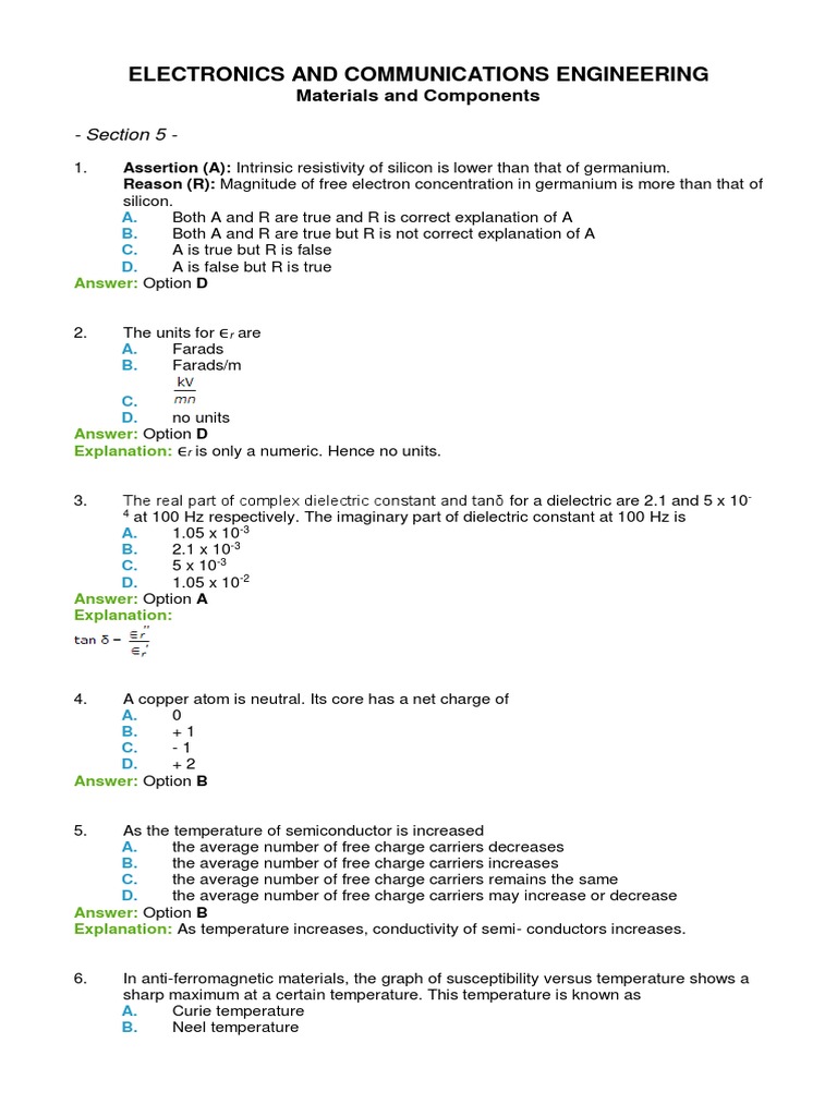 ECE Materials and Components Section 5 | PDF | Dielectric ...
