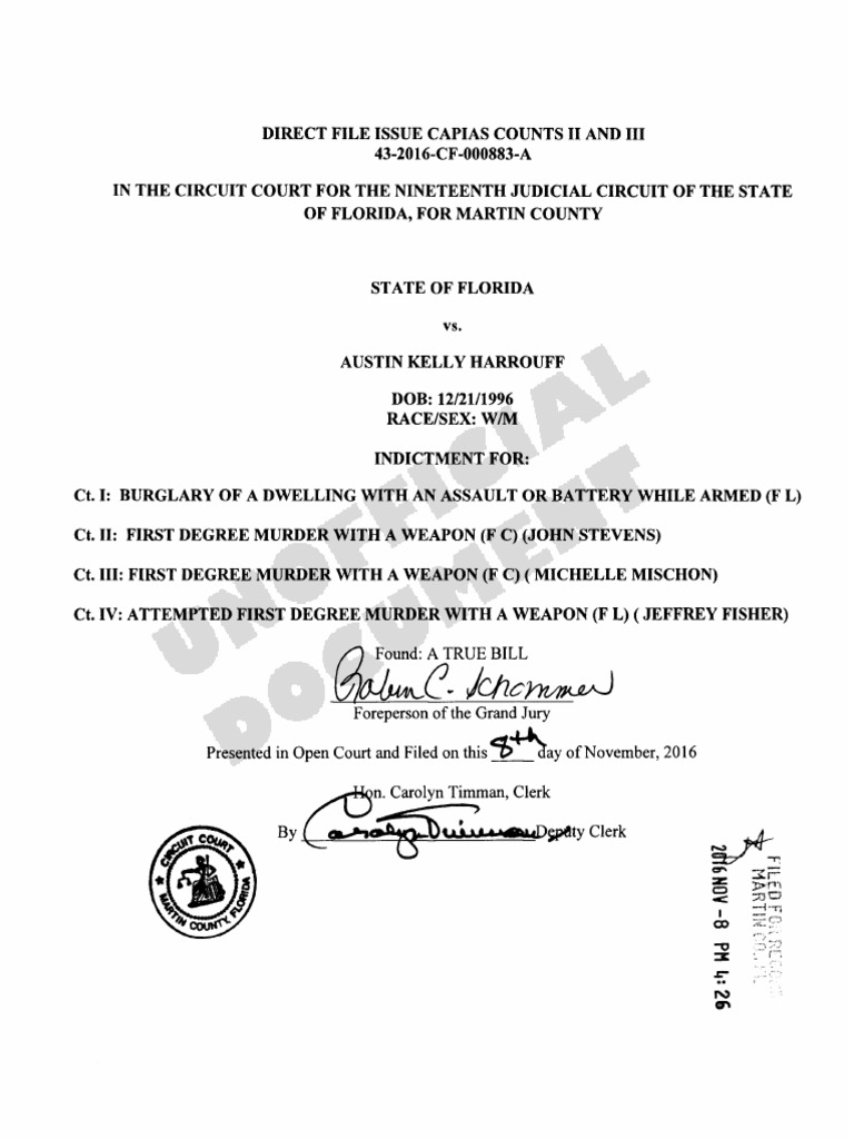 Austin Harouff Grand Jury Indictment | PDF