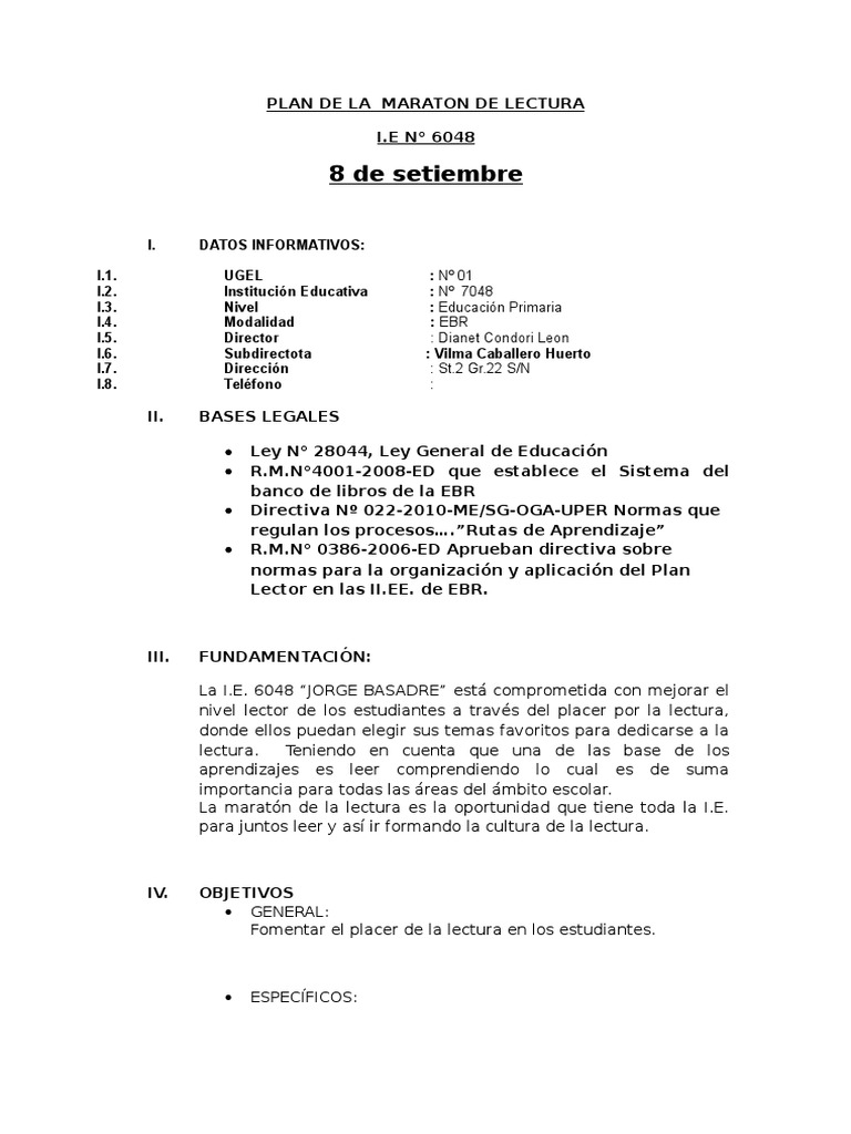 Plan de La Maraton de Lectura | PDF | Lectura (proceso) | Compartir