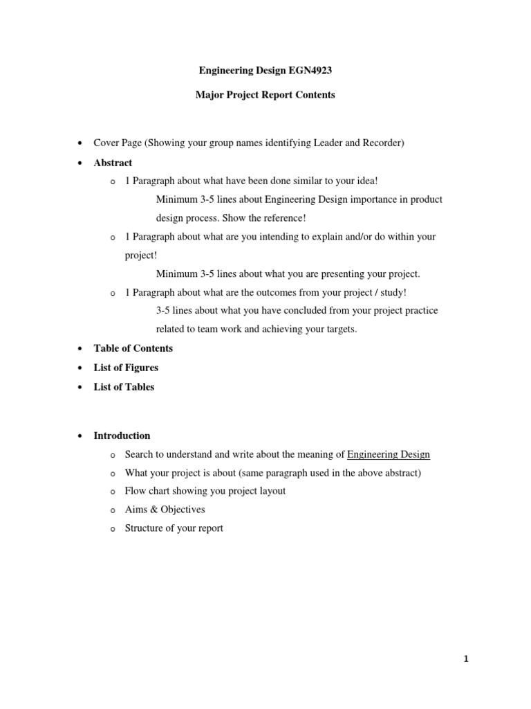 Engineering Design EGN4923 Major Project Report Contents | PDF ...