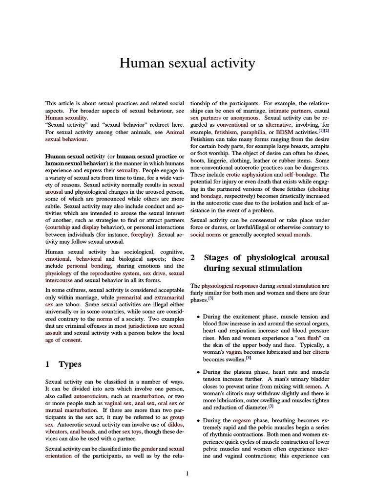 Human Sexual Activity Human Sexual Activity Sexual Intercourse