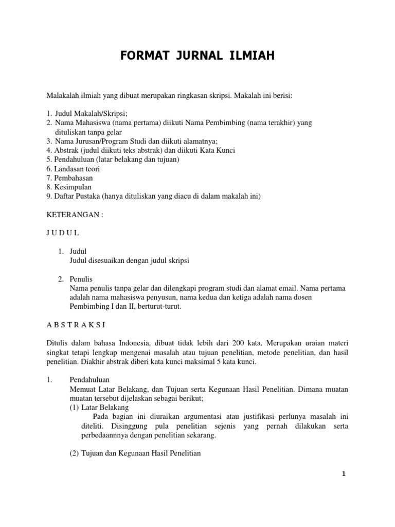 Format Jurnal Ilmiah