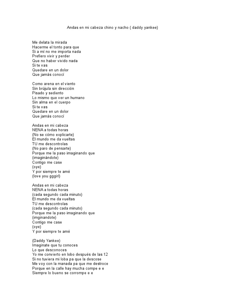 Andas en Mi Cabeza Chino y Nacho | PDF | Ocio | Entretenimiento (general)