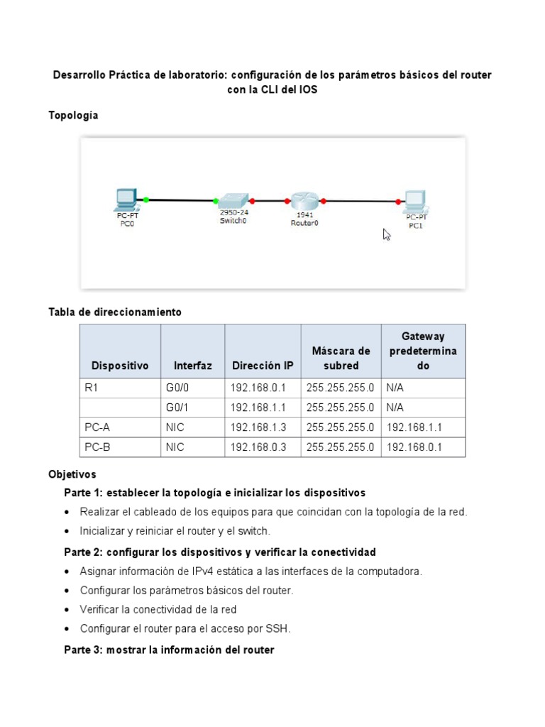 4146 Lab Configuring Basic Router Settings With Ios Cli Pdf Enrutador Computación
