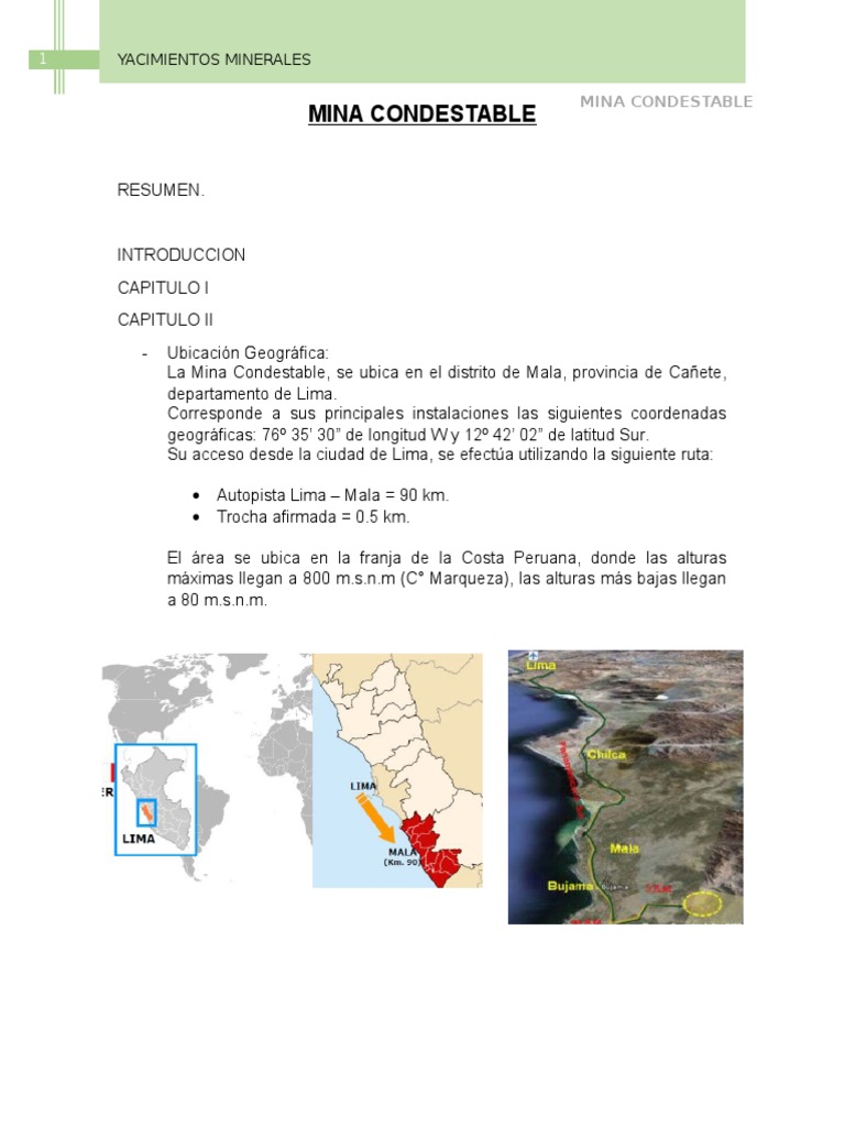 Mina Condestable | PDF | Andes | Perú