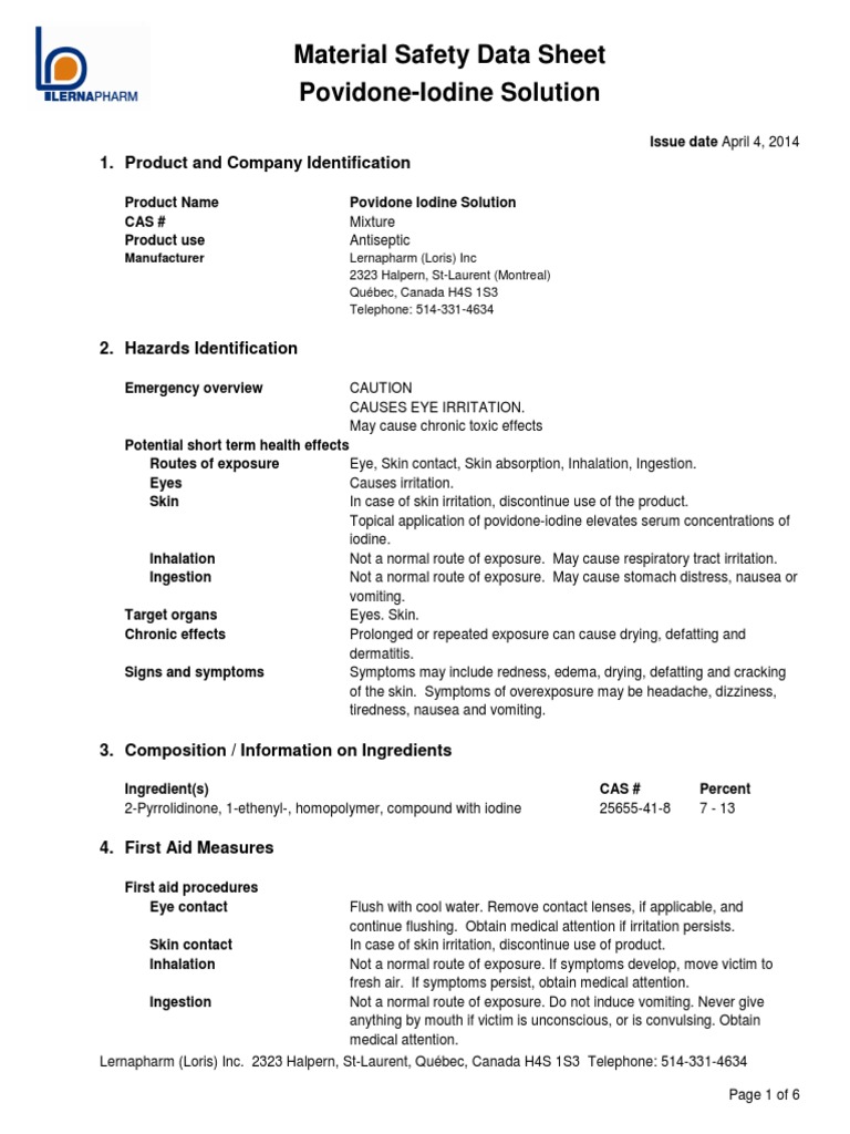 Betadine | PDF | Dangerous Goods | Superfund