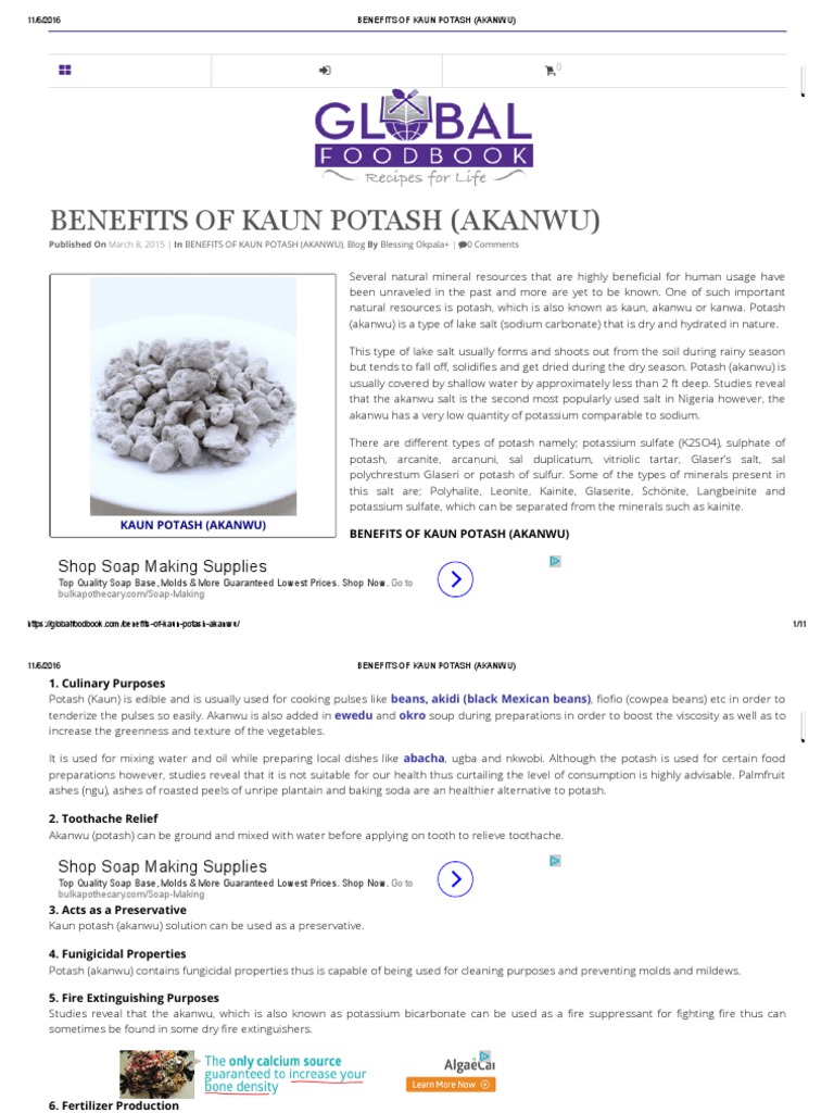 Benefits of Kaun Potash (Akanwu) | PDF | Food And Drink | Foods