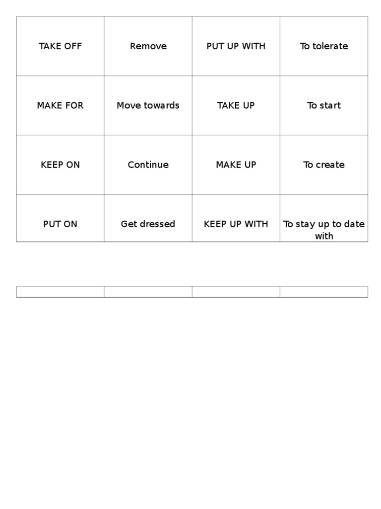 Memory Game With Phrasal Verbs | PDF