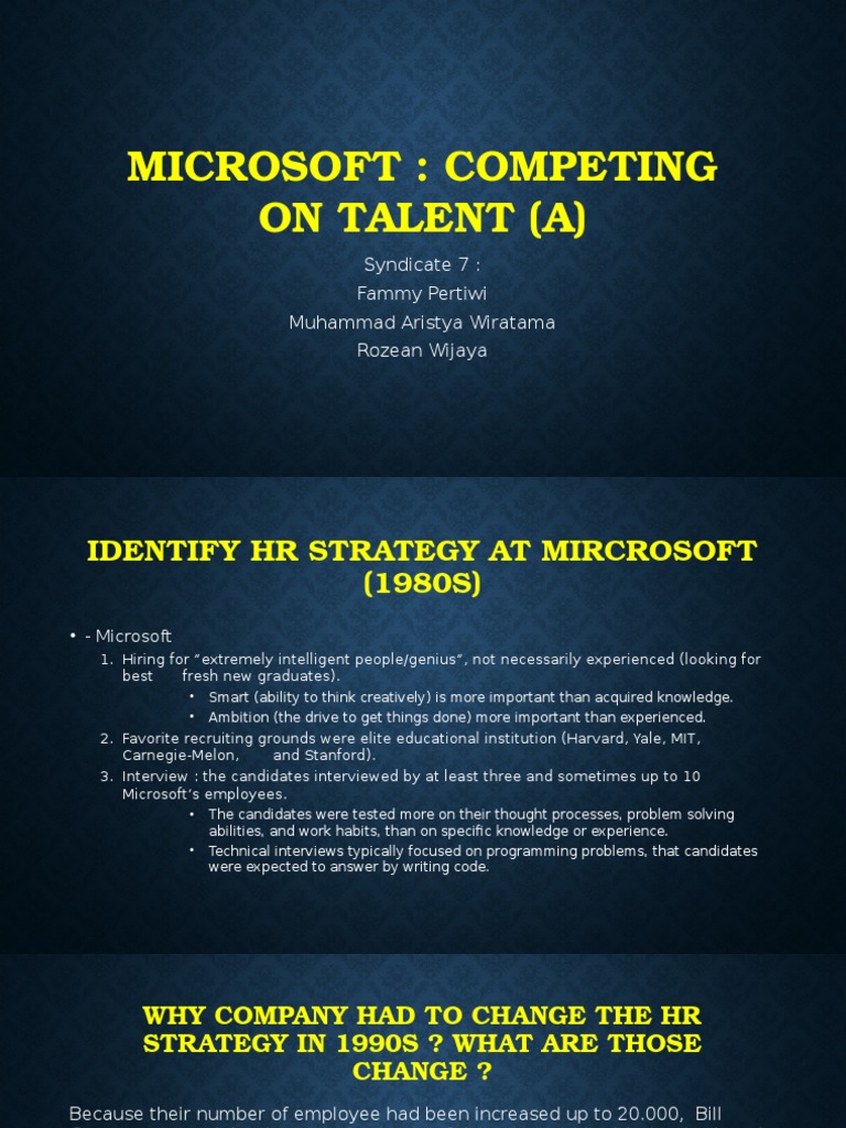 Syndicate 7 - Microsoft Competing On Talent (A) | PDF