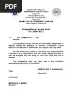 Sample Designation Ict Coordinator