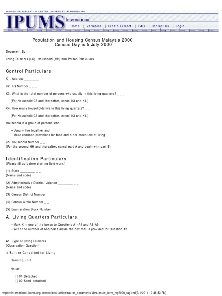 Enum Form My2000 Tag | Download Free PDF | Household | Apartment Enum Form My2000 Tag | Download Free PDF | Household | Apartment