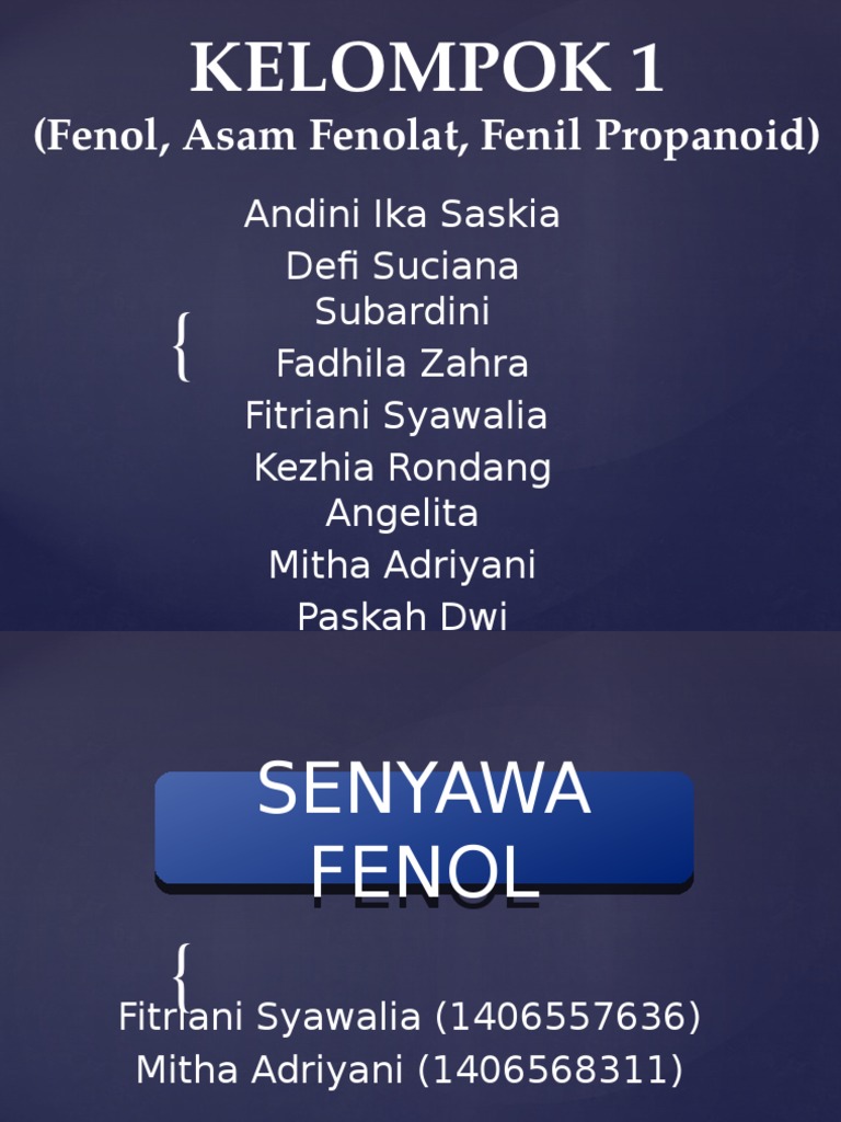 Kelompok 1 - Fenol, Asam Fenolat, Fenil Propanoid) | PDF | Sains ...