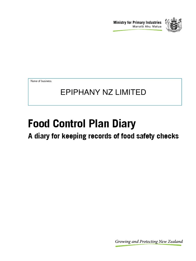 2016 Food Control Plan Diary Full Colour PDF | PDF | Thermometer | Celsius