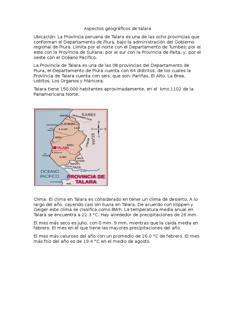 Aspectos Geográficos de Talara, Perú | PDF | Clima | Ciencias de la Tierra
