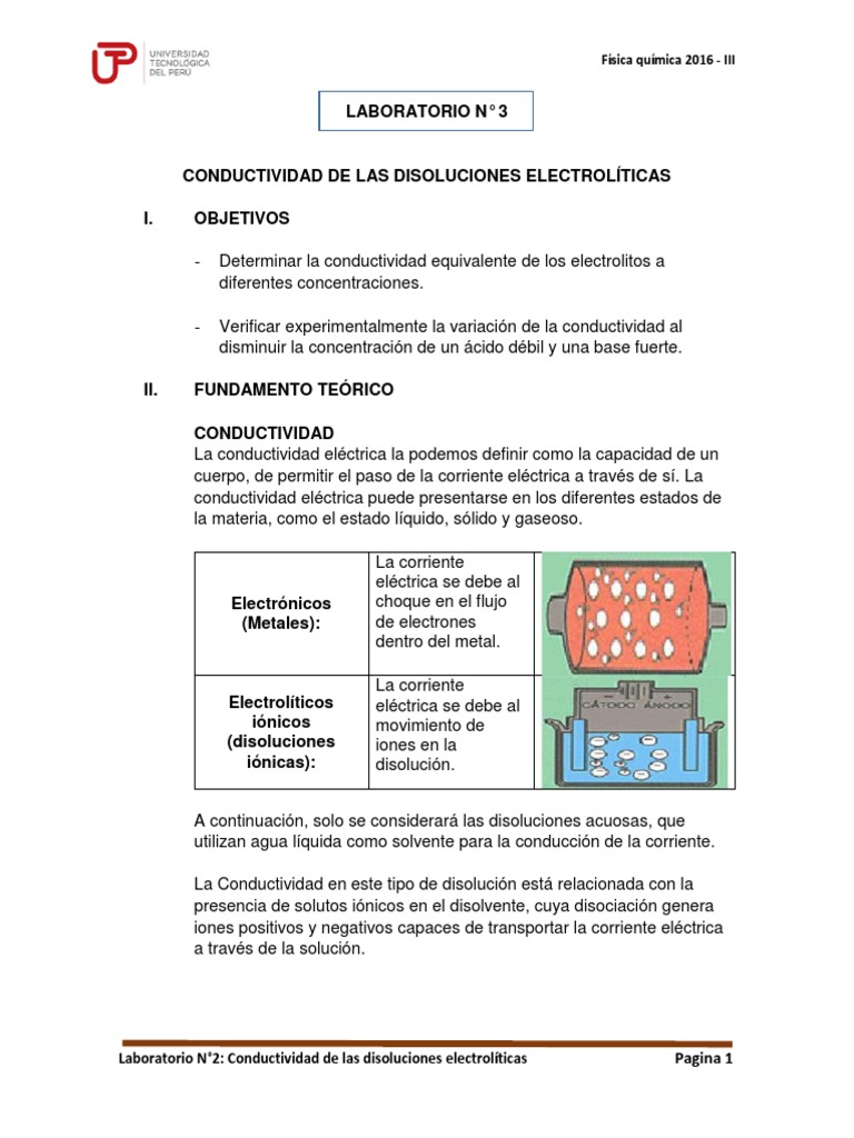 Conductividad de Las Disoluciones Electroliticas 2016-III 40691 | PDF | Electrólito ...