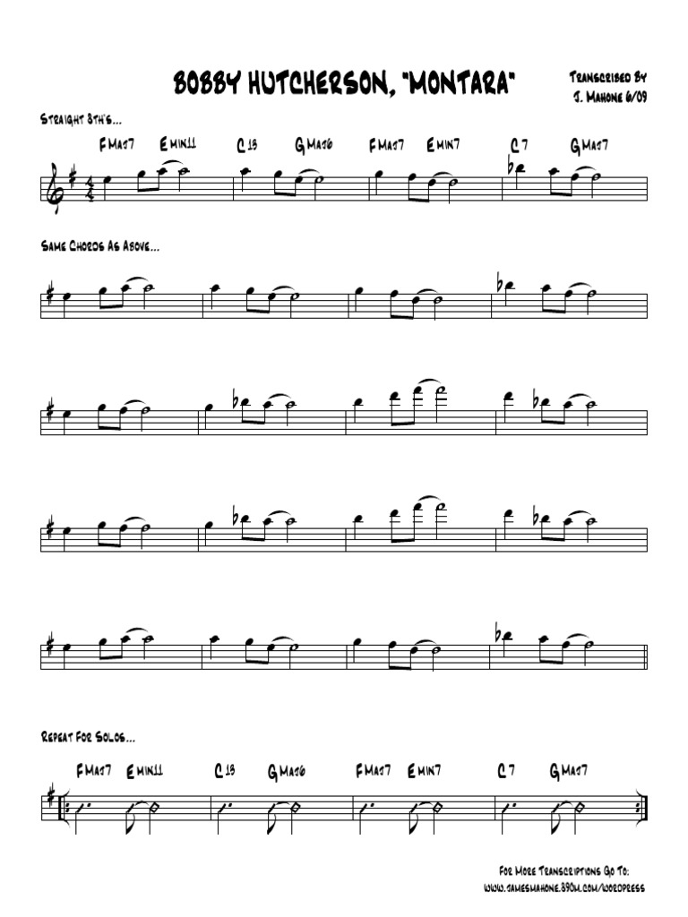 Bobby Hutcherson Montara Lead Sheet PDF | PDF