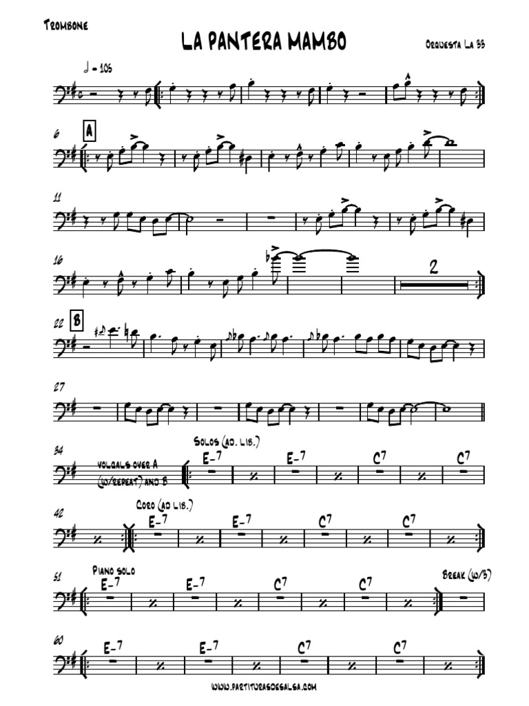 Mambo de La Pantera Rosa Trombone 1 | PDF