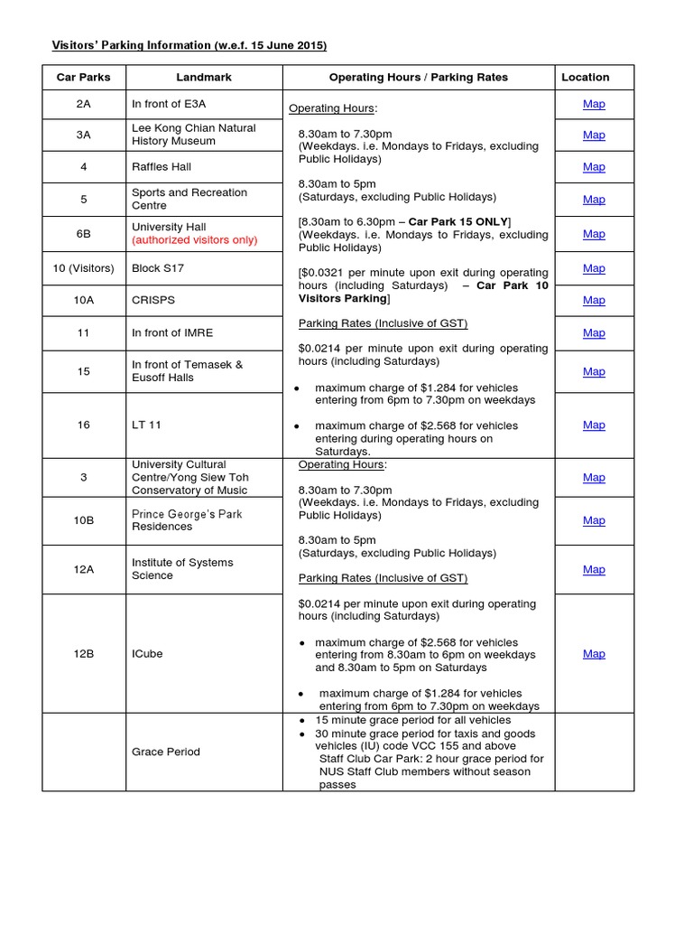 NUS Visitor Parking | PDF | Workweek And Weekend | Working Time