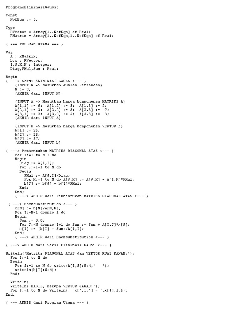 Ezy Pascal Eliminasi Gauss | PDF