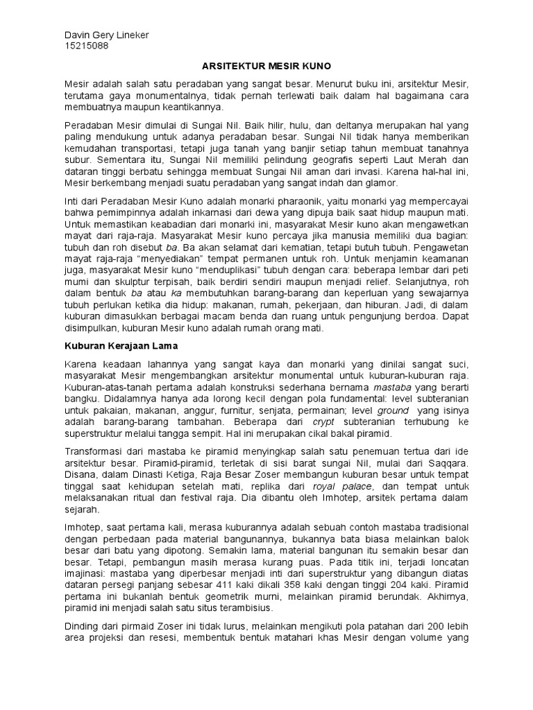 Arsitektur Mesir Kuno Dan Mesopotamia | PDF