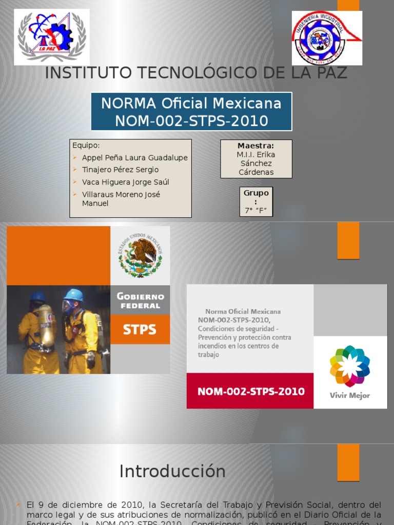 Norma Oficial Mexicana Nom 002 Stps 2010