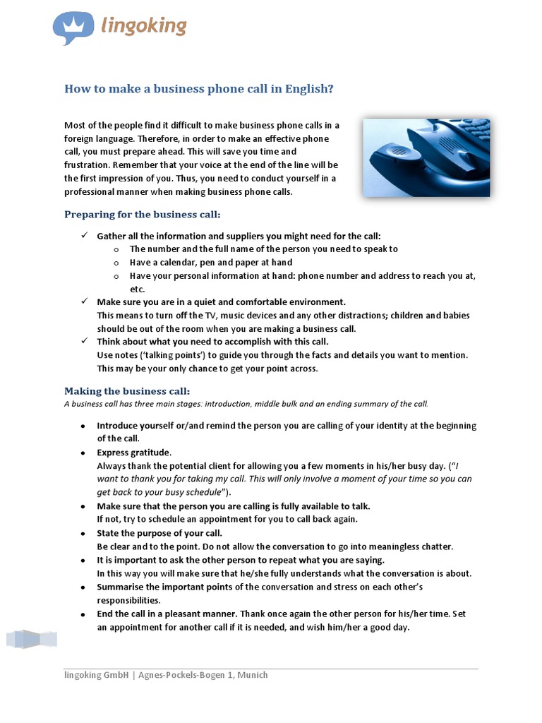 Making Effective Business Phone Calls | PDF | English Language ...