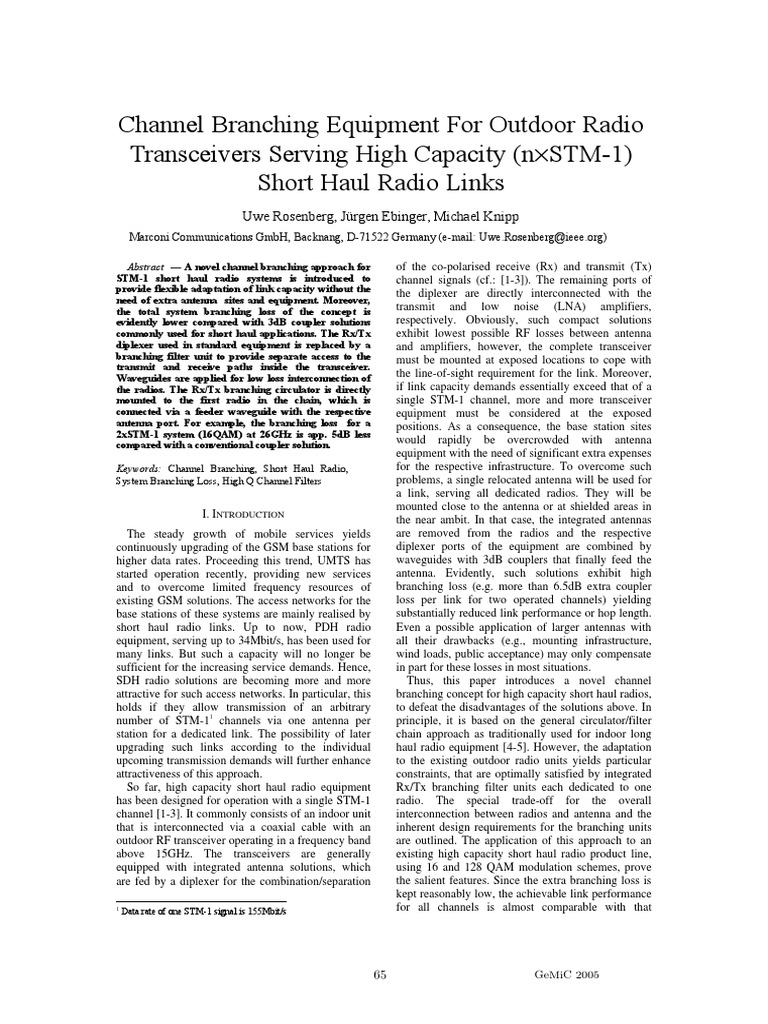 Channel Branching Equipment For Outdoor Radio Transceivers Serving High ...