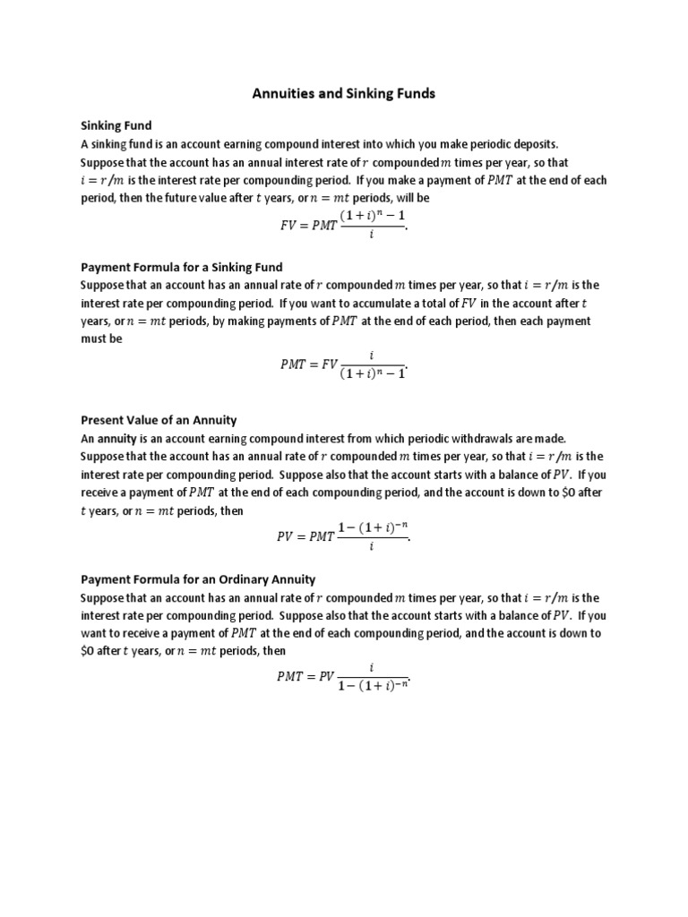 Sinking Funds & Annuities | PDF | Compound Interest | Interest