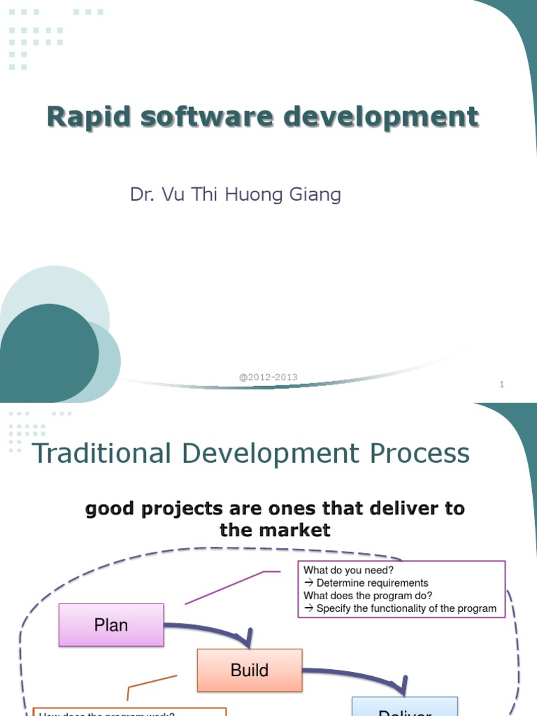 Rapid Software Development: Dr. Vu Thi Huong Giang | PDF | Software Prototyping | Component ...