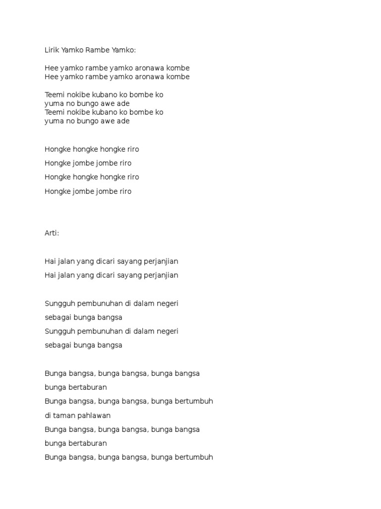 Lirik Yamko Rambe Yamko | PDF | Seni