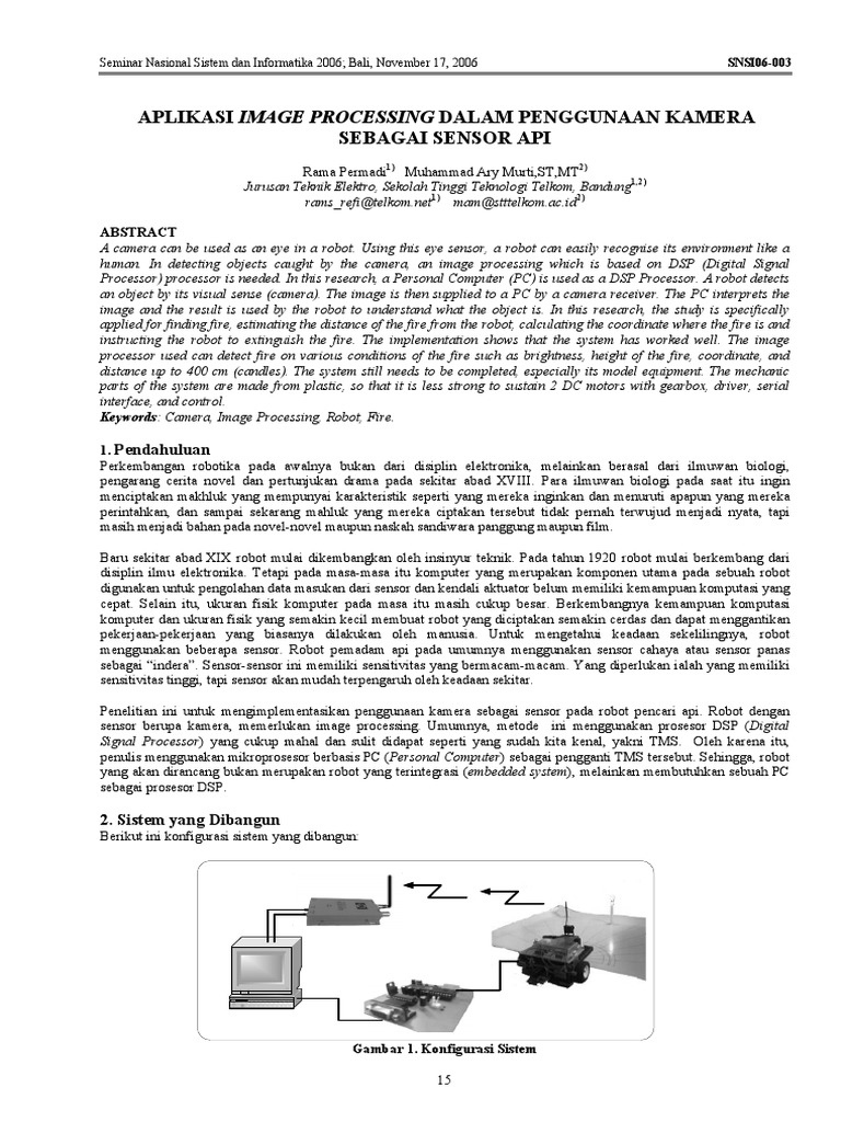 Aplikasi Image Processing Dalam Penggunaan Kamera Sebagai Sensor API | PDF