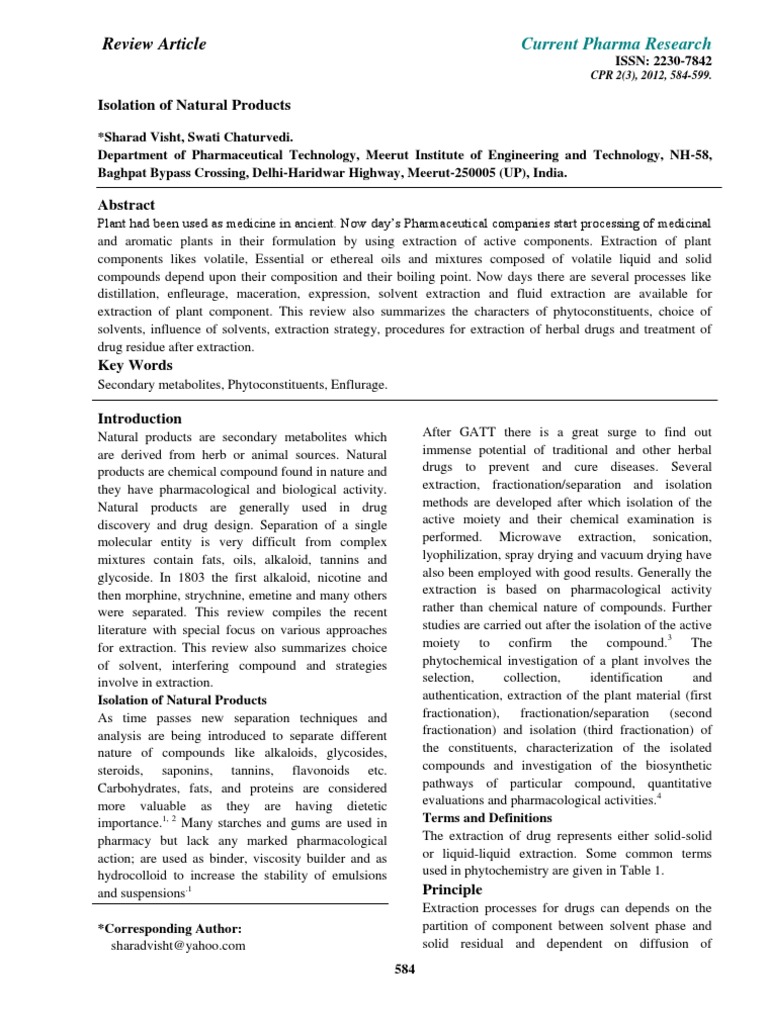 Isolation of Natural Products PDF | PDF | Solubility | Solvent