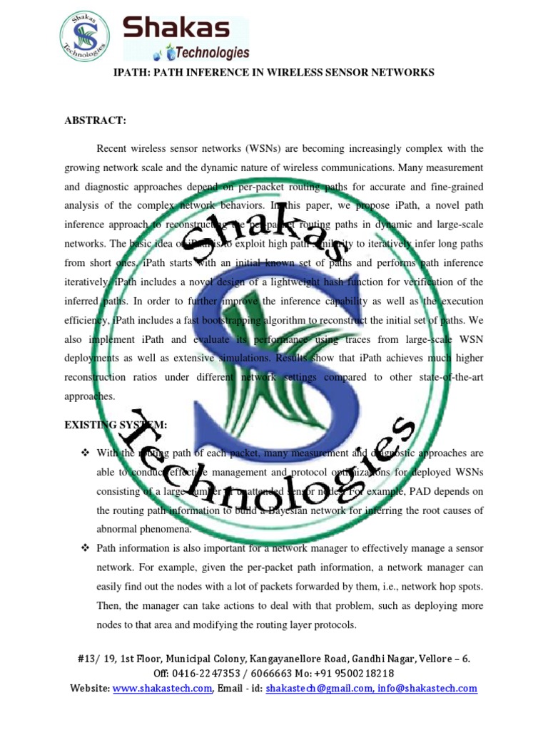 IPath Path Inference in Wireless Sensor Networks | PDF | Routing | Wireless Sensor Network