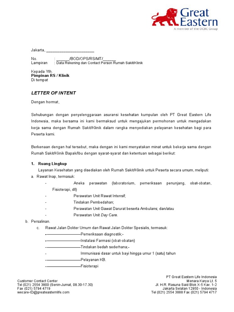 Contoh Letter of Intent Kerjasama Kesehatan | PDF | Pengelolaan ...