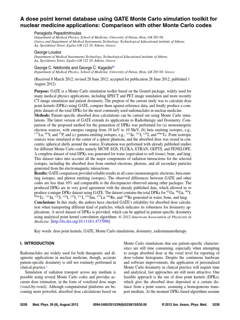 057 - Dose Point Kernel Database Using GATE Monte Carlo Simulation ...