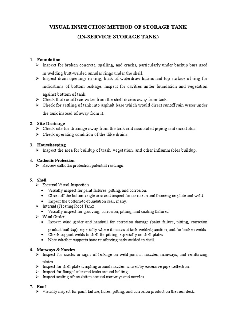 Storage Tank Visual Inspection Guide | PDF | Corrosion | Leak