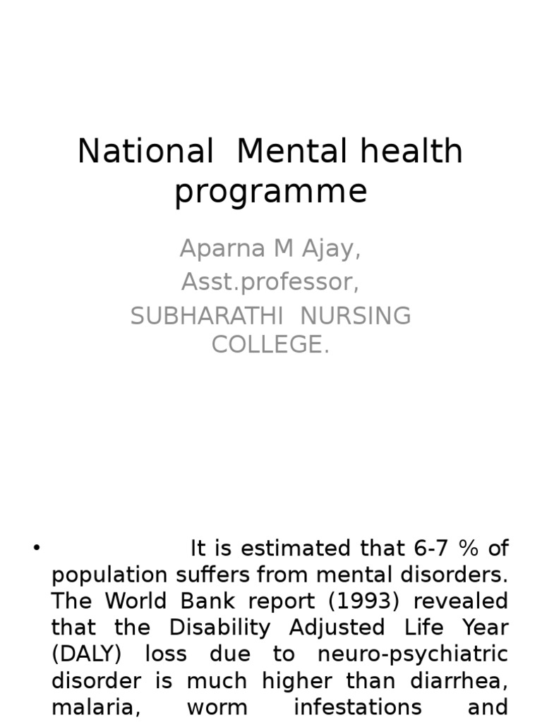 National Mental Health Programme Pdf
