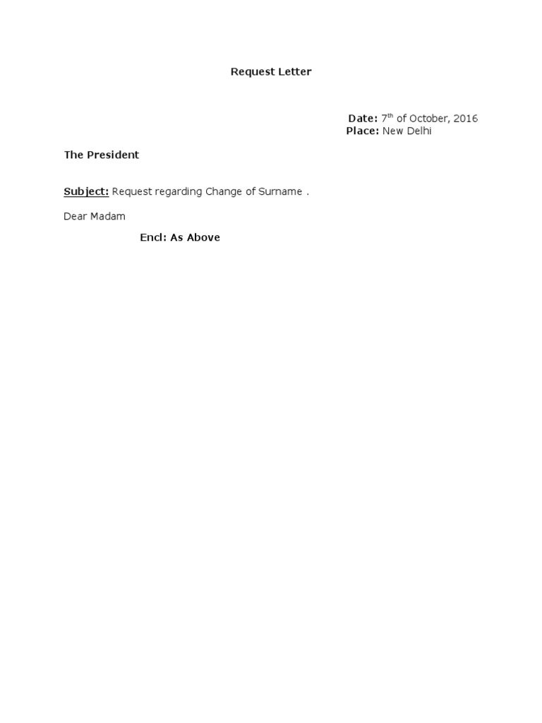 Request Letter Change in Surname | PDF