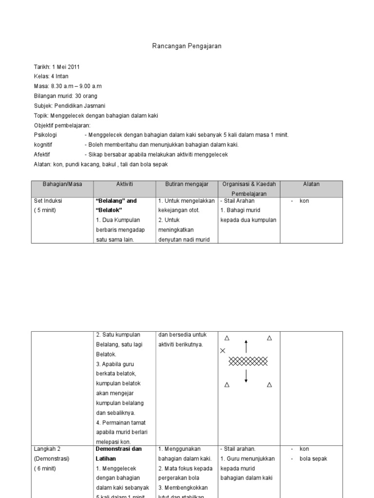 Lesson Plan Pendidikan Jasmani | PDF