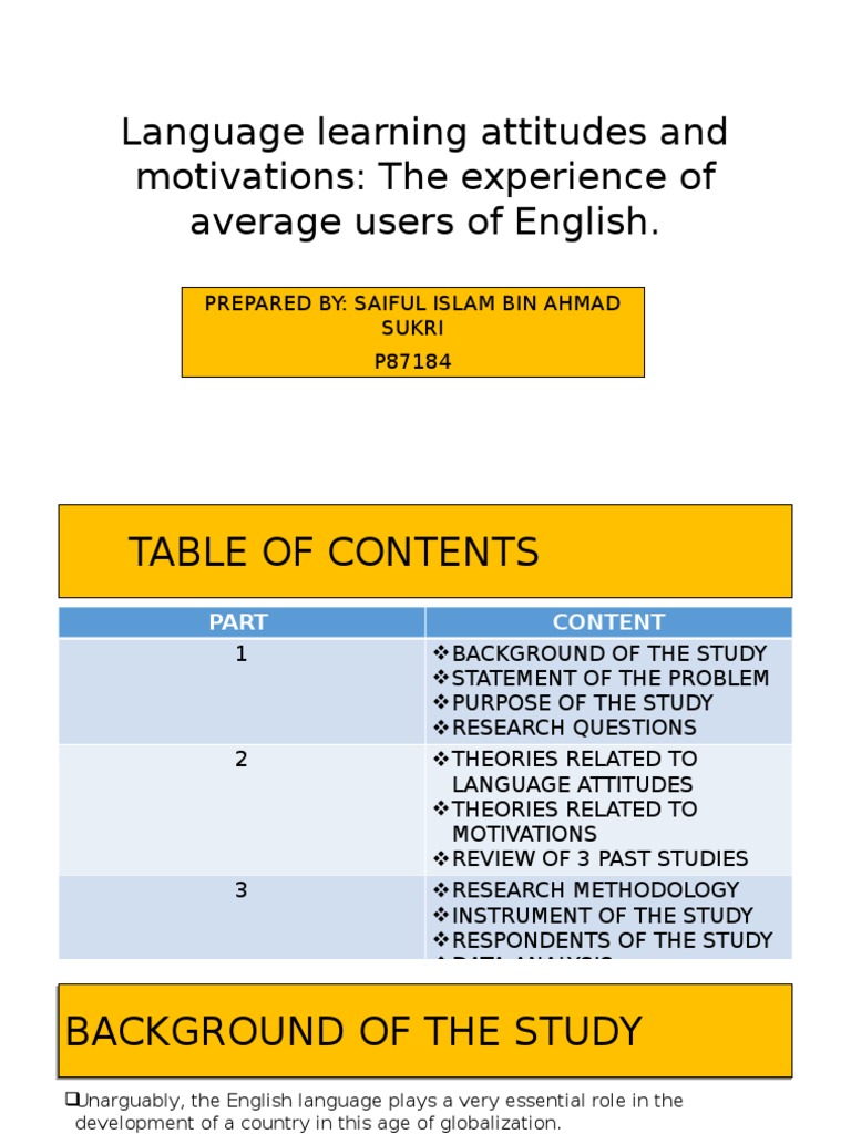English Learning Attitudes & Motivation | PDF | Questionnaire ...
