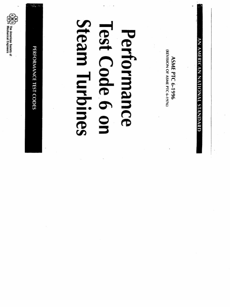 ASME PTC 6-1996 Performance Test Code 6 On Steam Turbine | PDF
